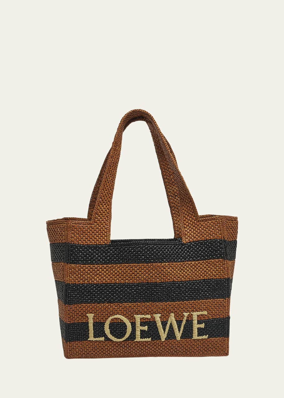 Loewe Logo Medium Tote Bag in Striped Raffia - Bergdorf Goodman