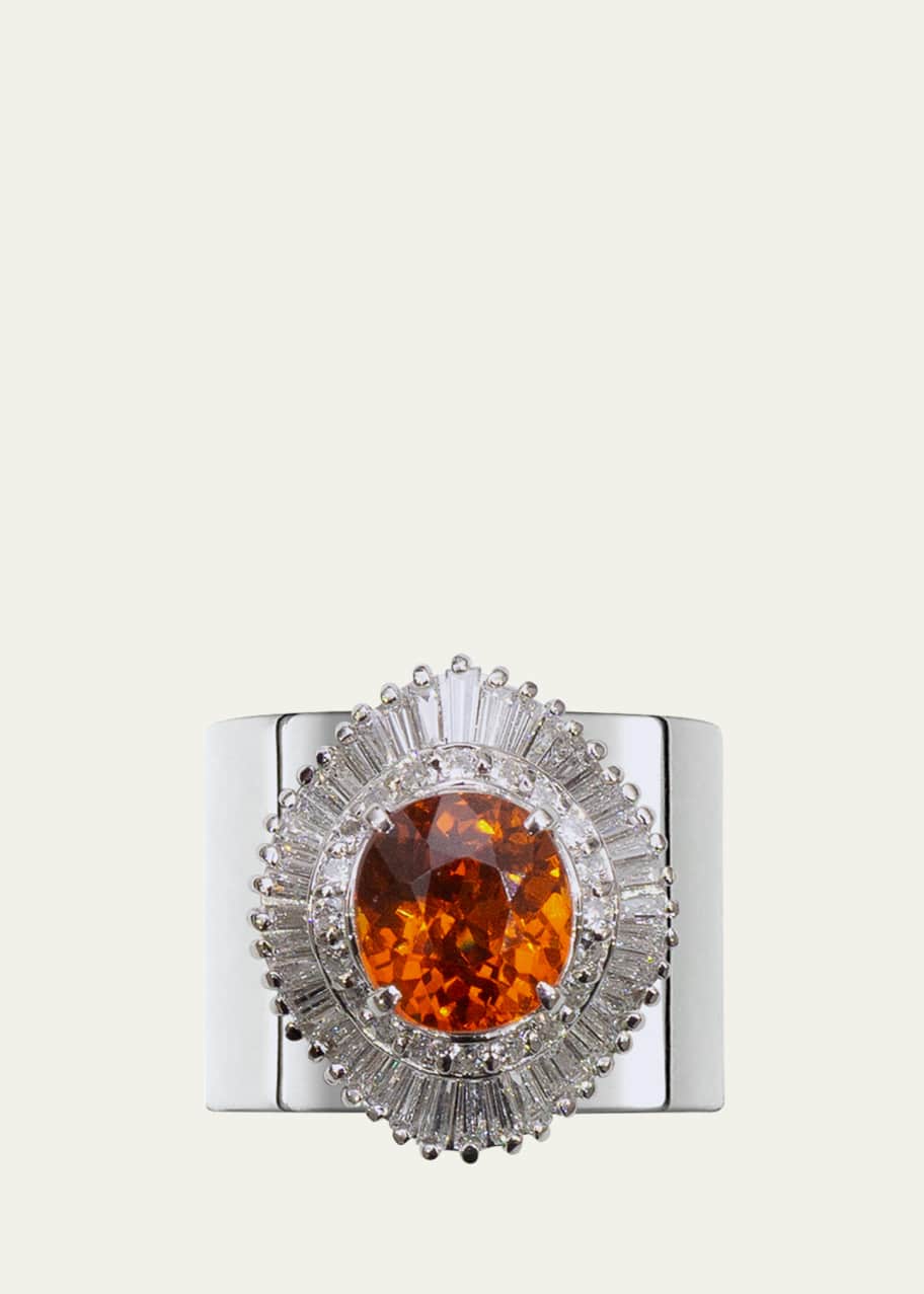 YUTAI Platinum Spessartine Garnet and Diamond Revive Ring, Size 9 ...
