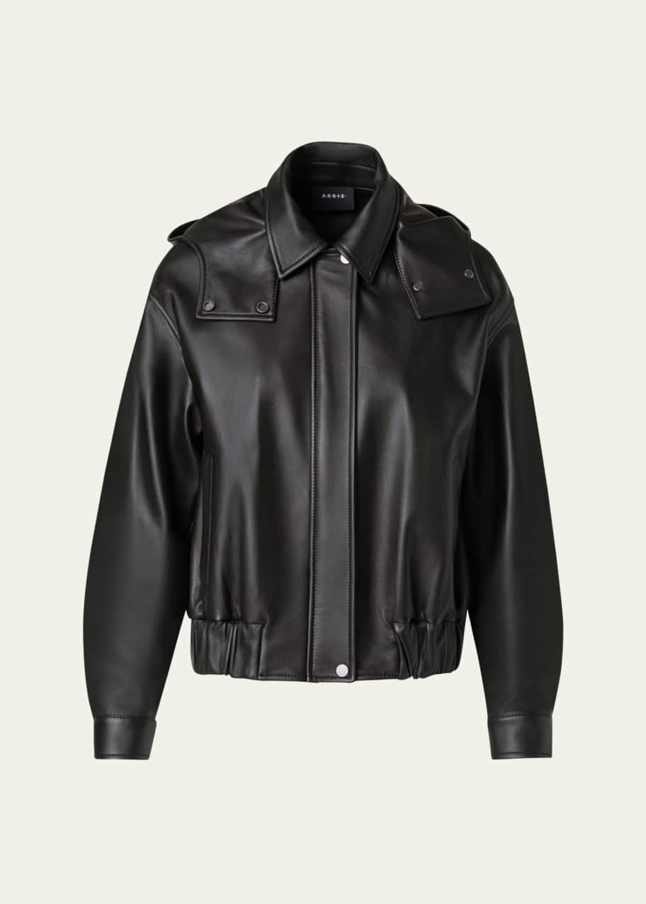 Akris Wanda Nappa Leather Hooded Bomber Jacket - Bergdorf Goodman