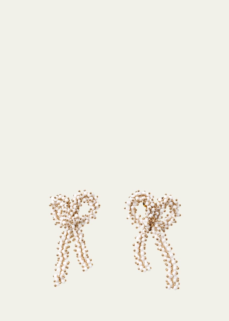 Beatriz Palacios 18K Gold Vermeil and Brass Small White Bow Earrings ...