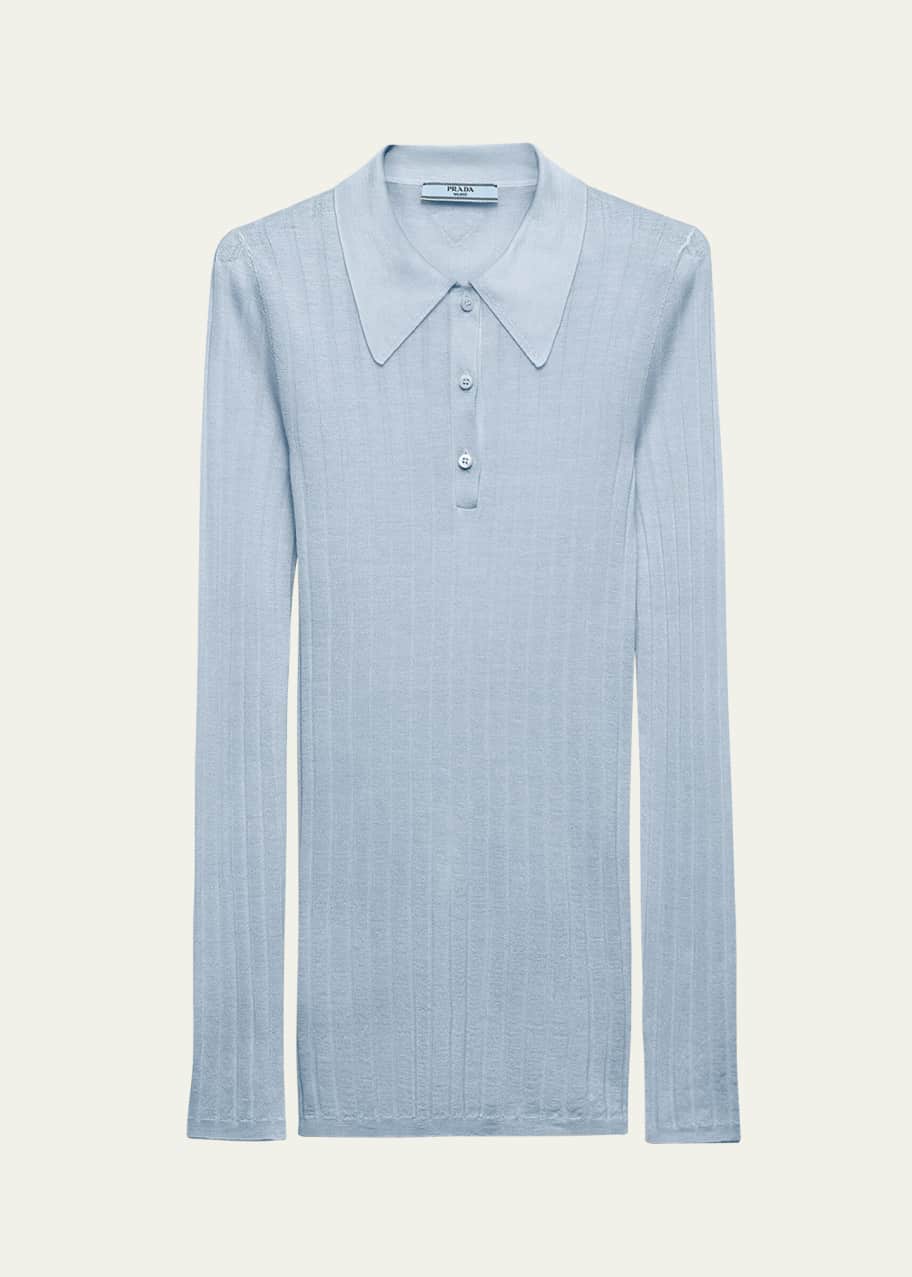 Prada Superfine Cashmere Silk Long-Sleeve Top - Bergdorf Goodman
