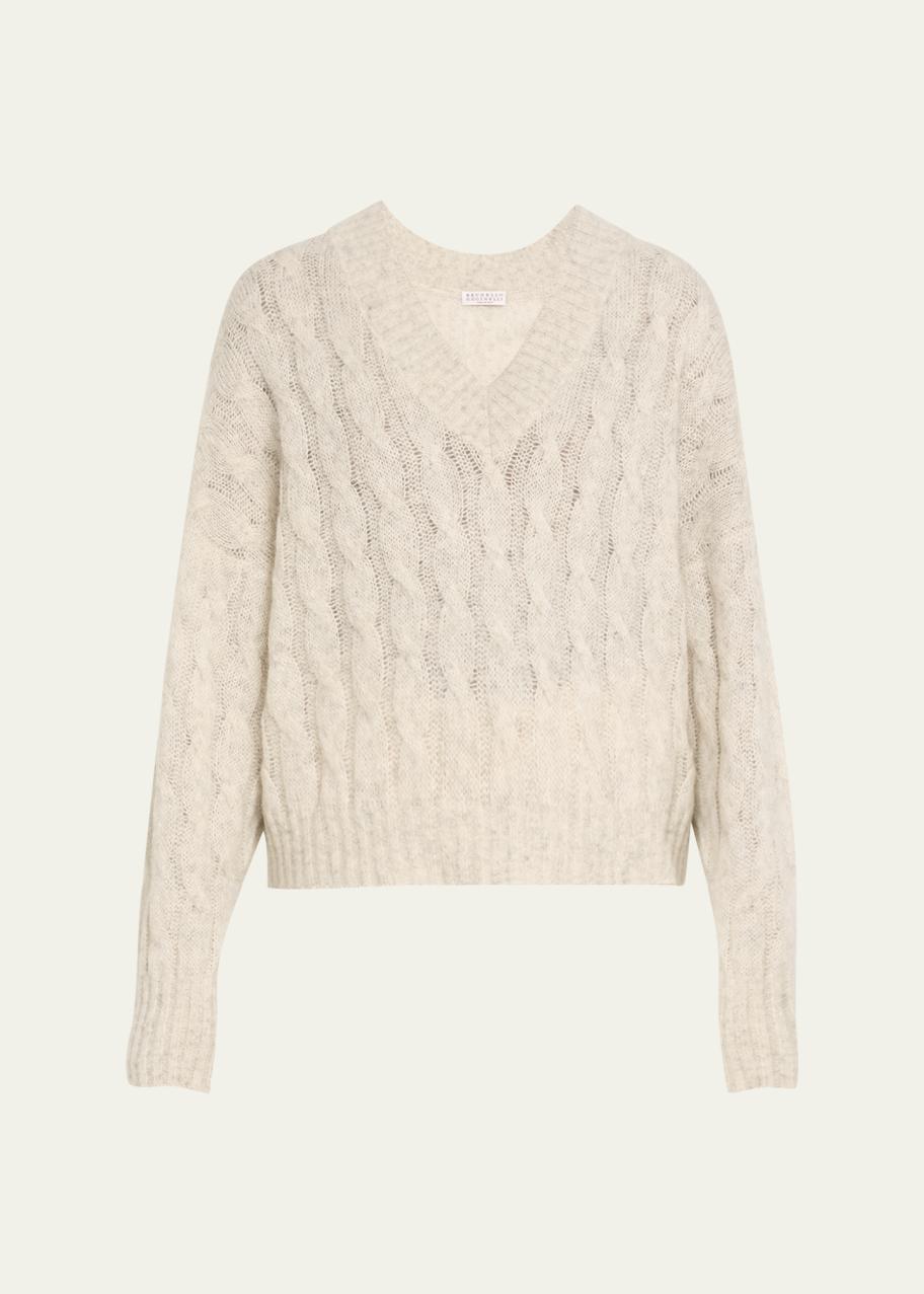 Brunello Cucinelli Mohair Wool Cable-Knit Sweater - Bergdorf Goodman