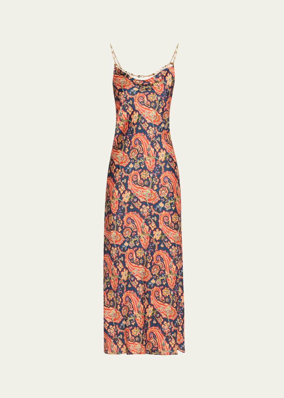 Rabanne Paisley Print Dress with Chain Detail - Bergdorf Goodman