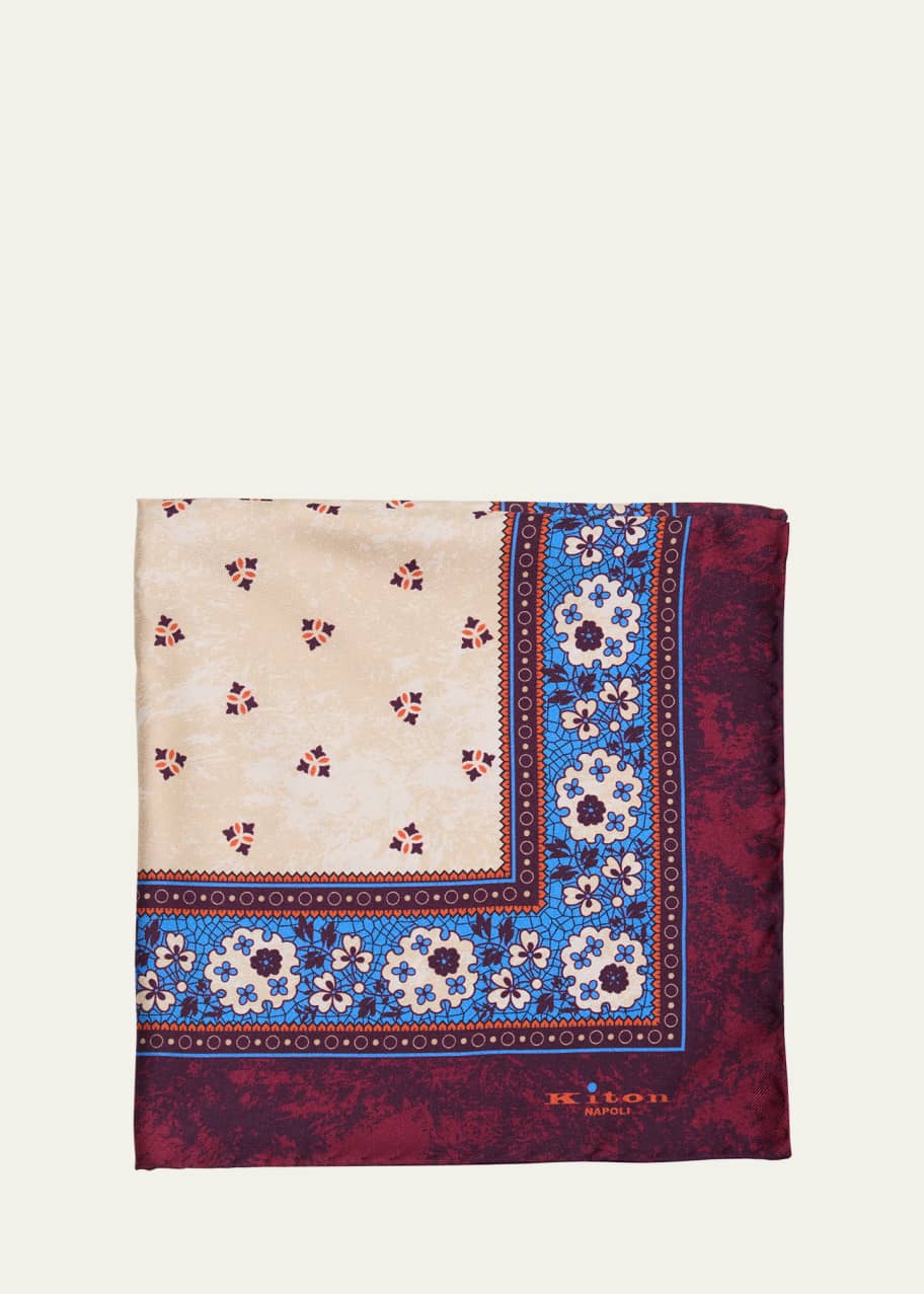 Kiton Men's Floral Silk Pocket Square - Bergdorf Goodman