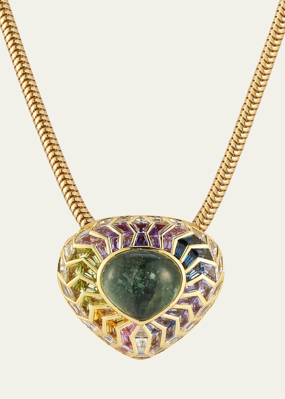 ARK Fine Jewelry Feather Wishing Well Diamond and Ombre Gemstone Shield ...