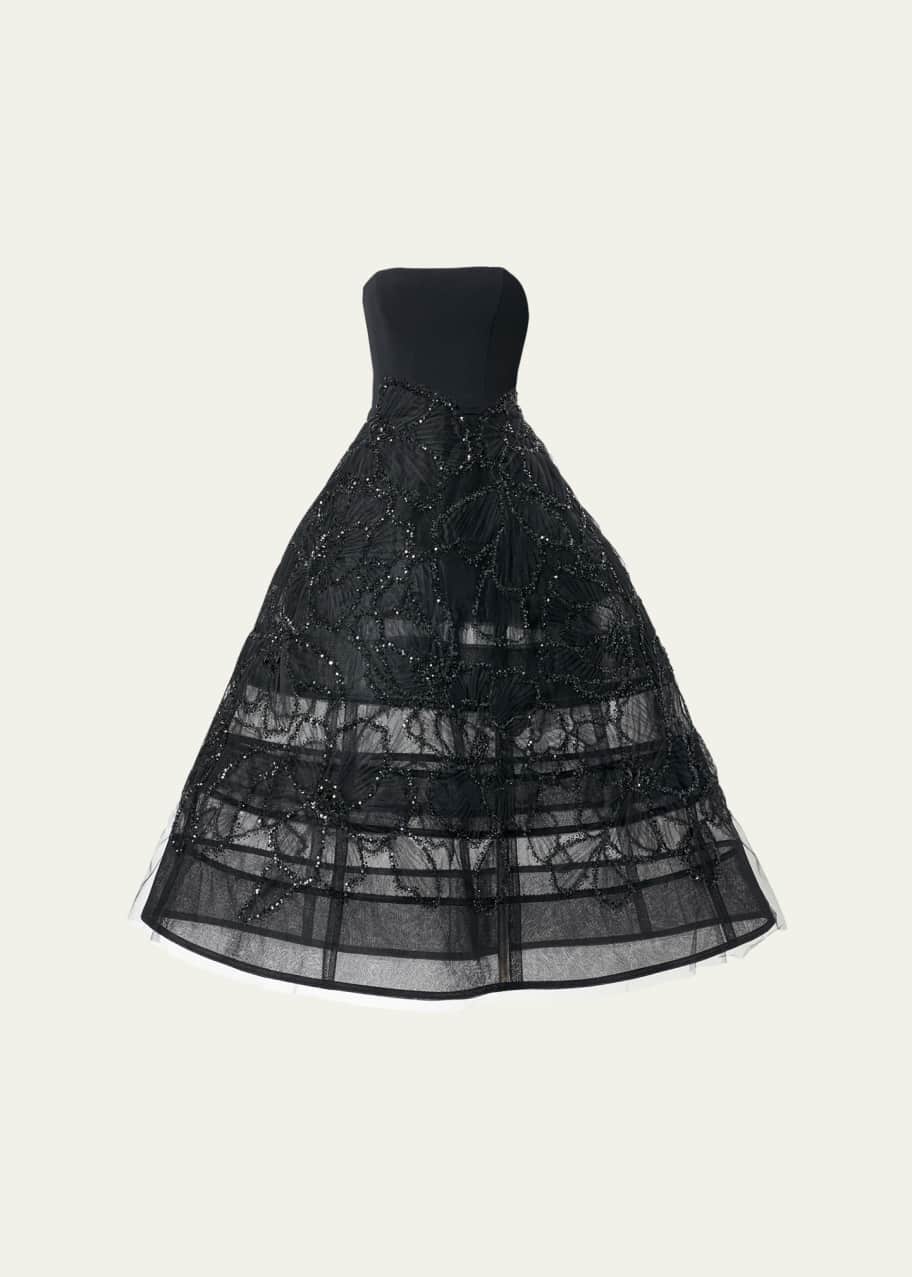 Carolina Herrera Floral Sequined Strapless Tulle Dress - Bergdorf Goodman