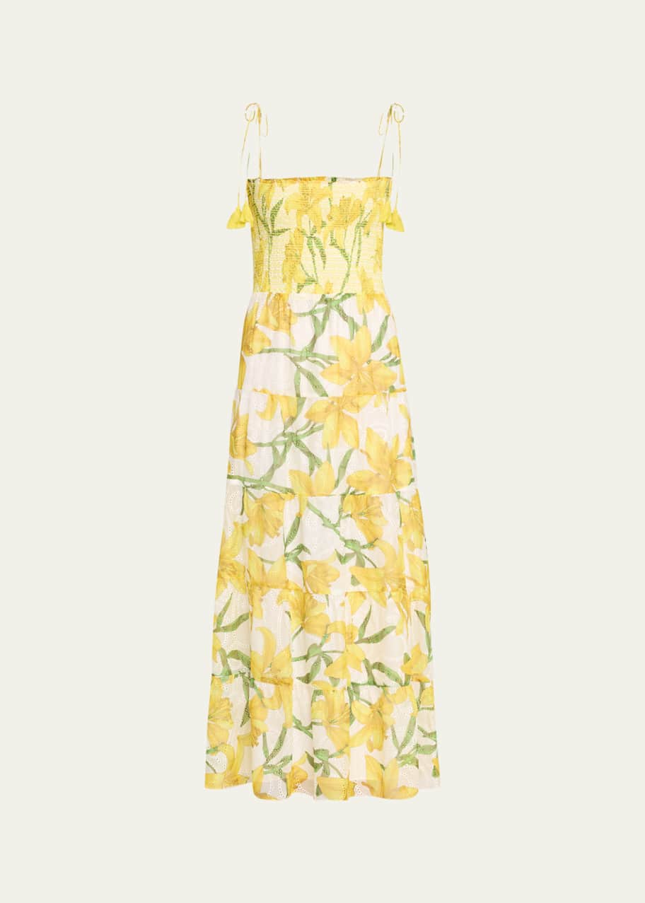ALICE + OLIVIA Marna Embroidered Tiered Tie-Strap Maxi Dress - Bergdorf ...