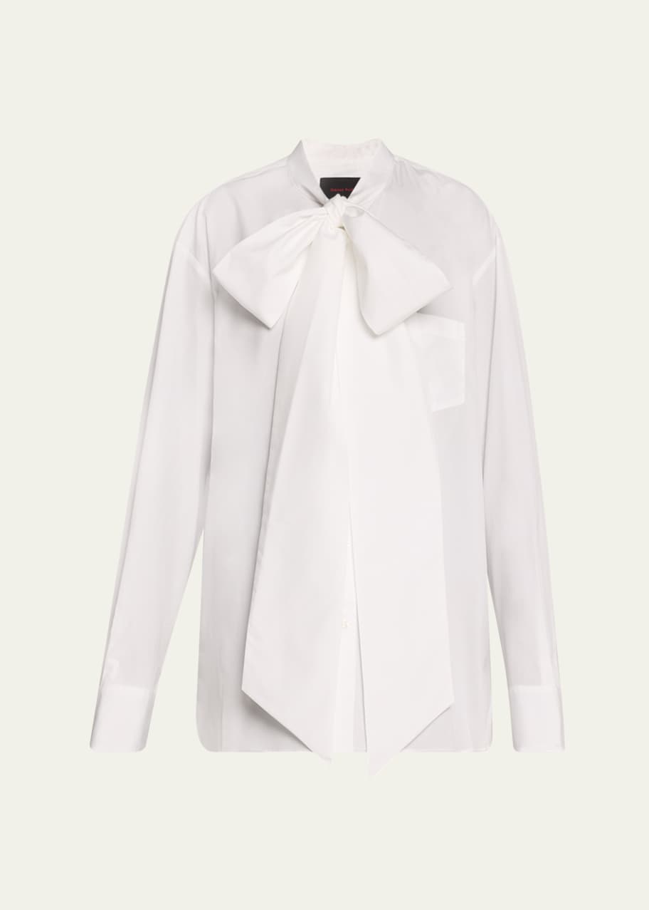 Simone Rocha Men's Easy Button-Down Shirt with Neck Bow - Bergdorf Goodman