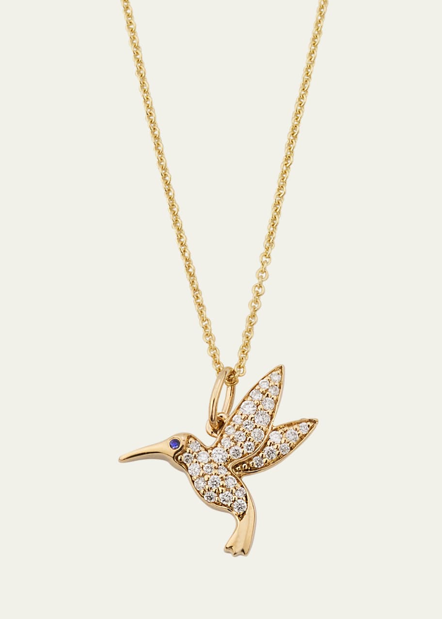 Sydney Evan 14K Yellow Gold Hummingbird Sapphire and Diamond Charm ...