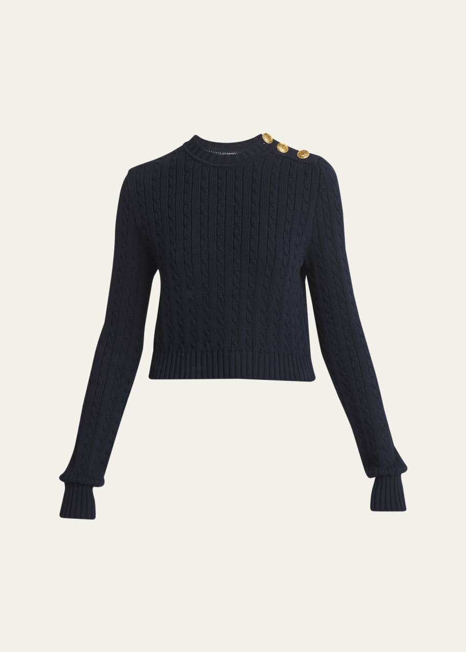Chloe Cable Knit Button Shoulder Sweater - Bergdorf Goodman