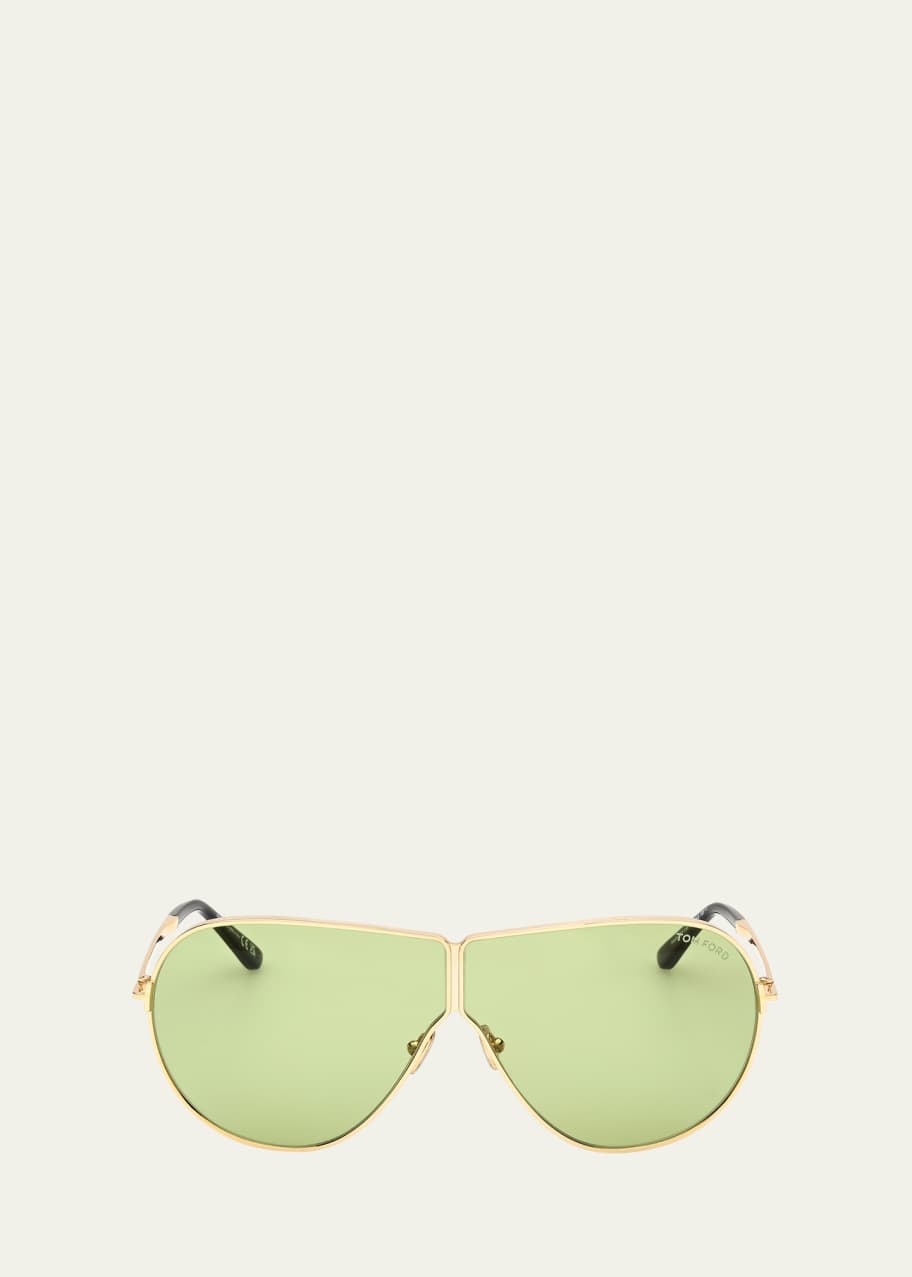 TOM FORD Keating Green Metal Aviator Sunglasses - Bergdorf Goodman