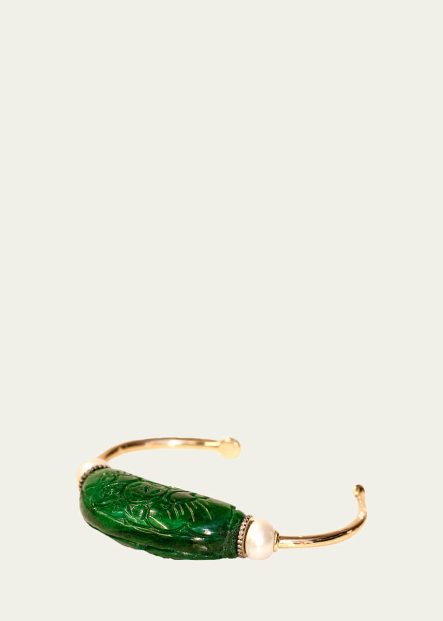 Silvia Furmanovich 18K Yellow Gold Carved Jade Bracelet with Diamonds ...