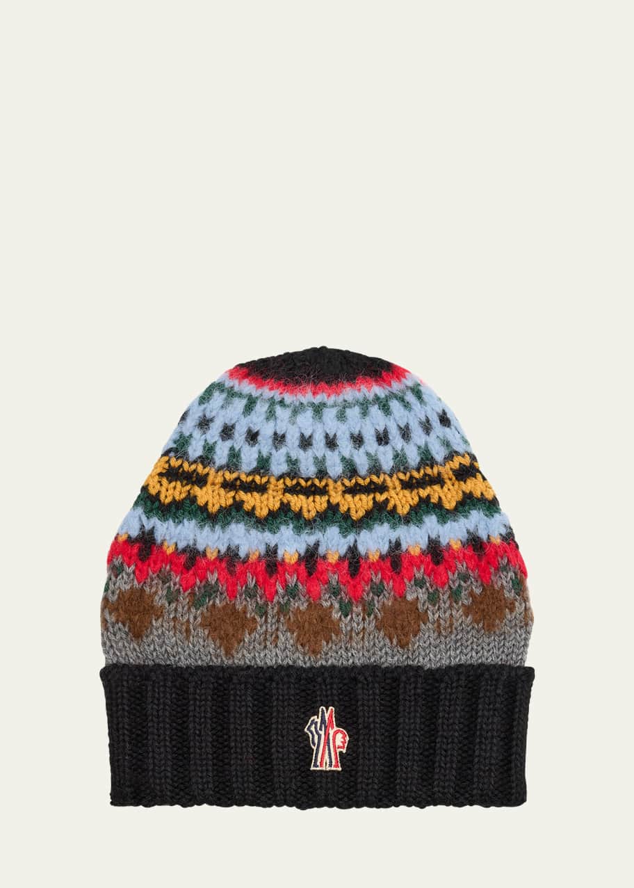 Moncler Grenoble Men's Patterned Wool Beanie - Bergdorf Goodman
