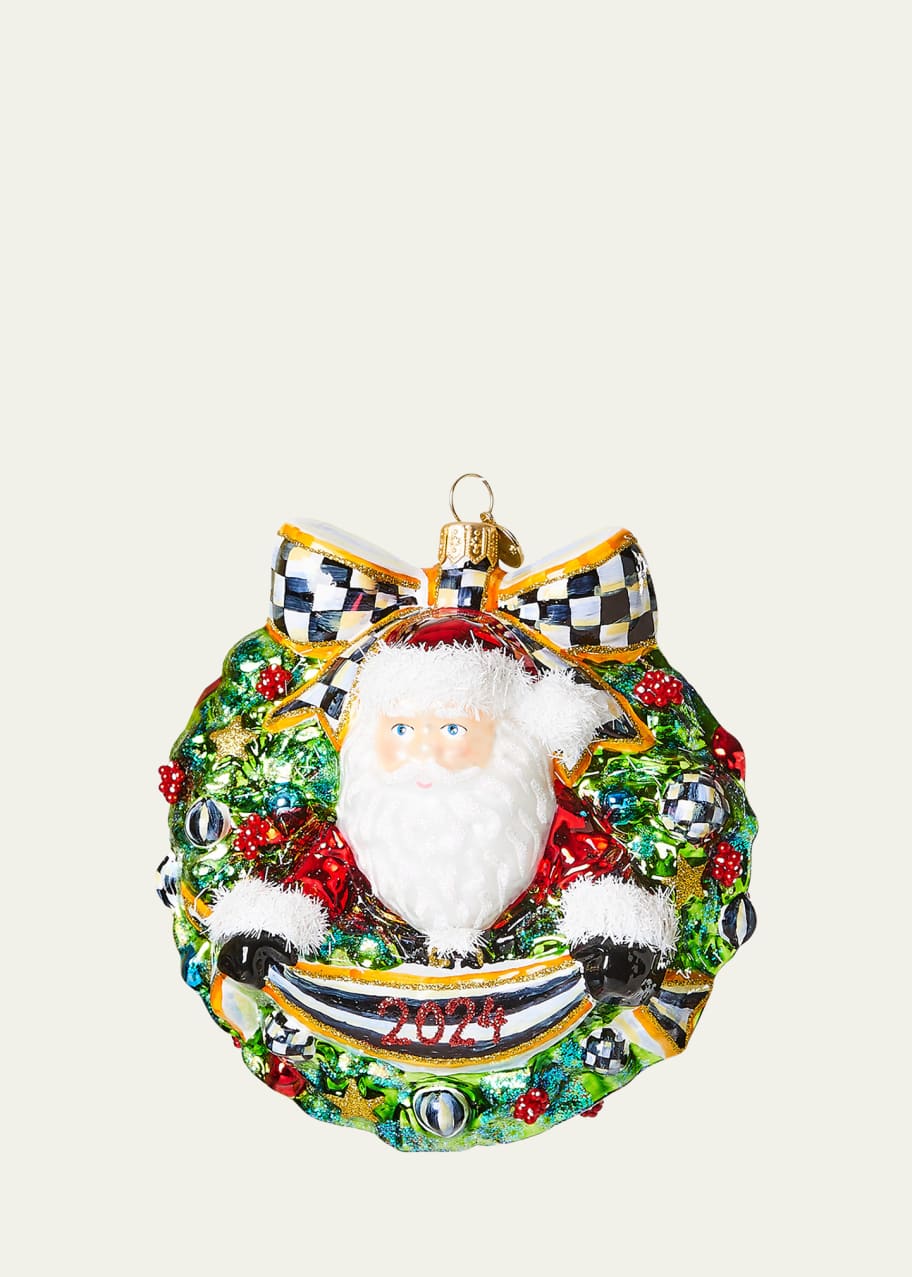 MacKenzie-Childs 2024 Santa Wreath Glass Christmas Ornament - Bergdorf ...