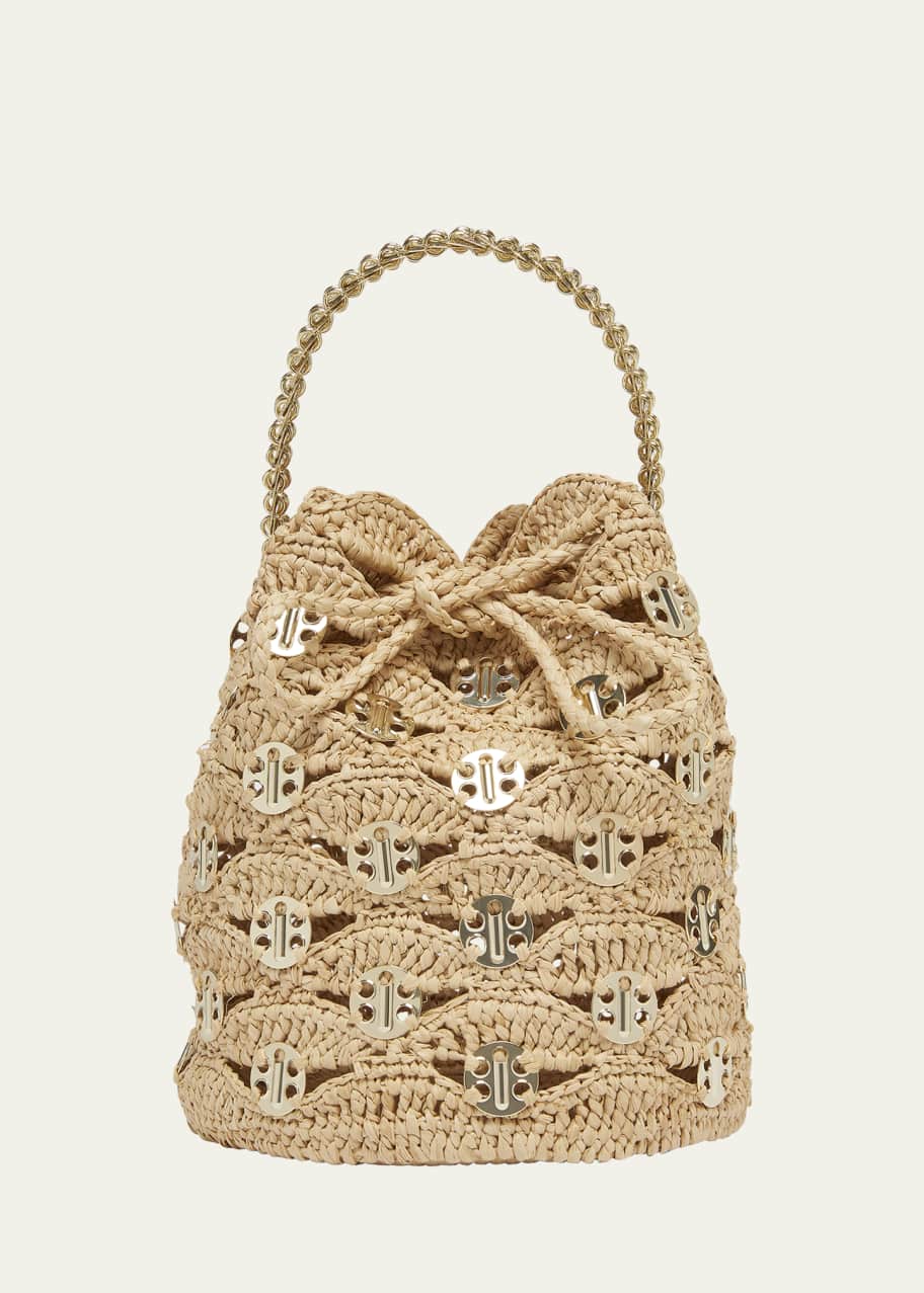 Rabanne Sac a Main Disc-Link Raffia Bucket Bag - Bergdorf Goodman