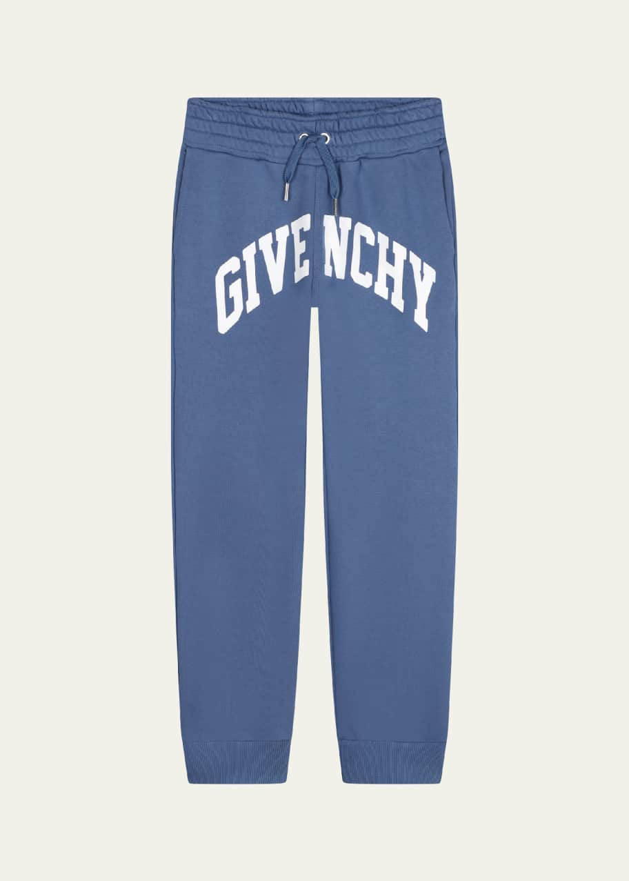 Givenchy Boy's Curved Logo-Print Joggers, Size 4-6 - Bergdorf Goodman