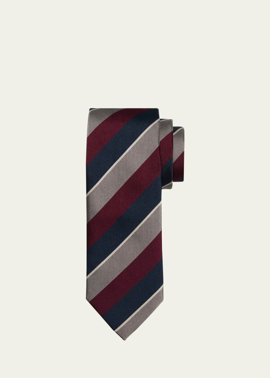 Brioni Men's Regimental Stripe Silk Tie - Bergdorf Goodman