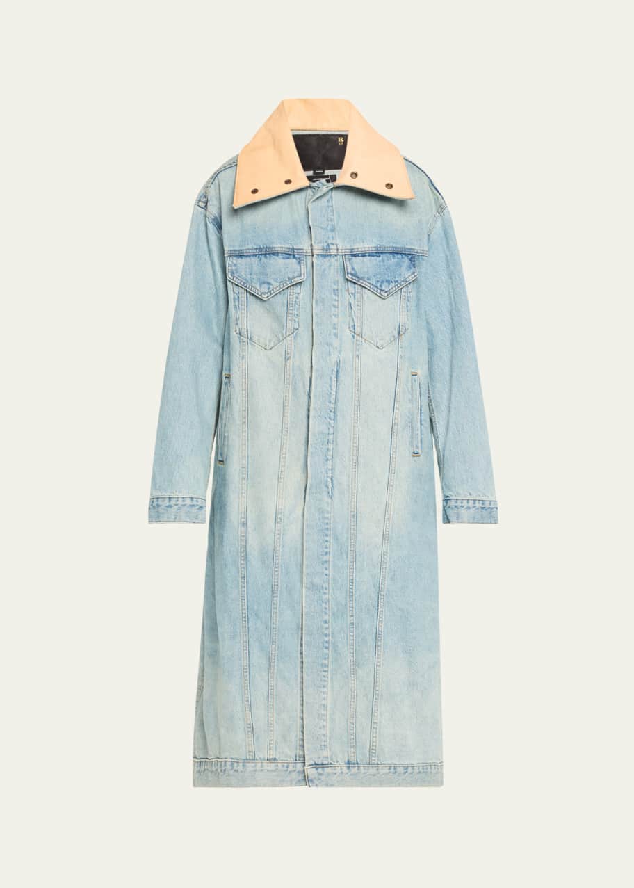 R13 Kat Long Denim Trucker Coat - Bergdorf Goodman