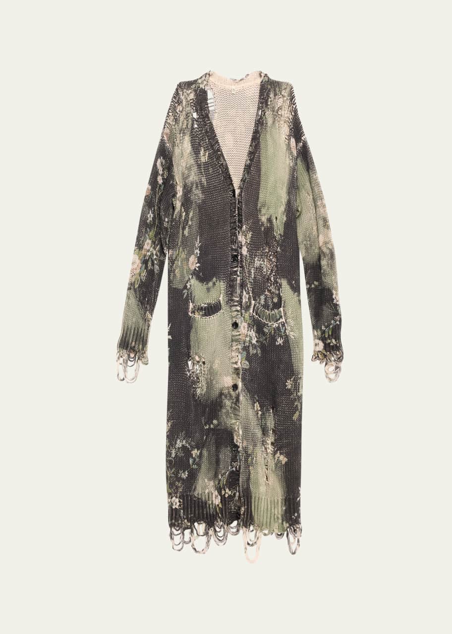 R13 Distressed Long Floral Cardigan - Bergdorf Goodman