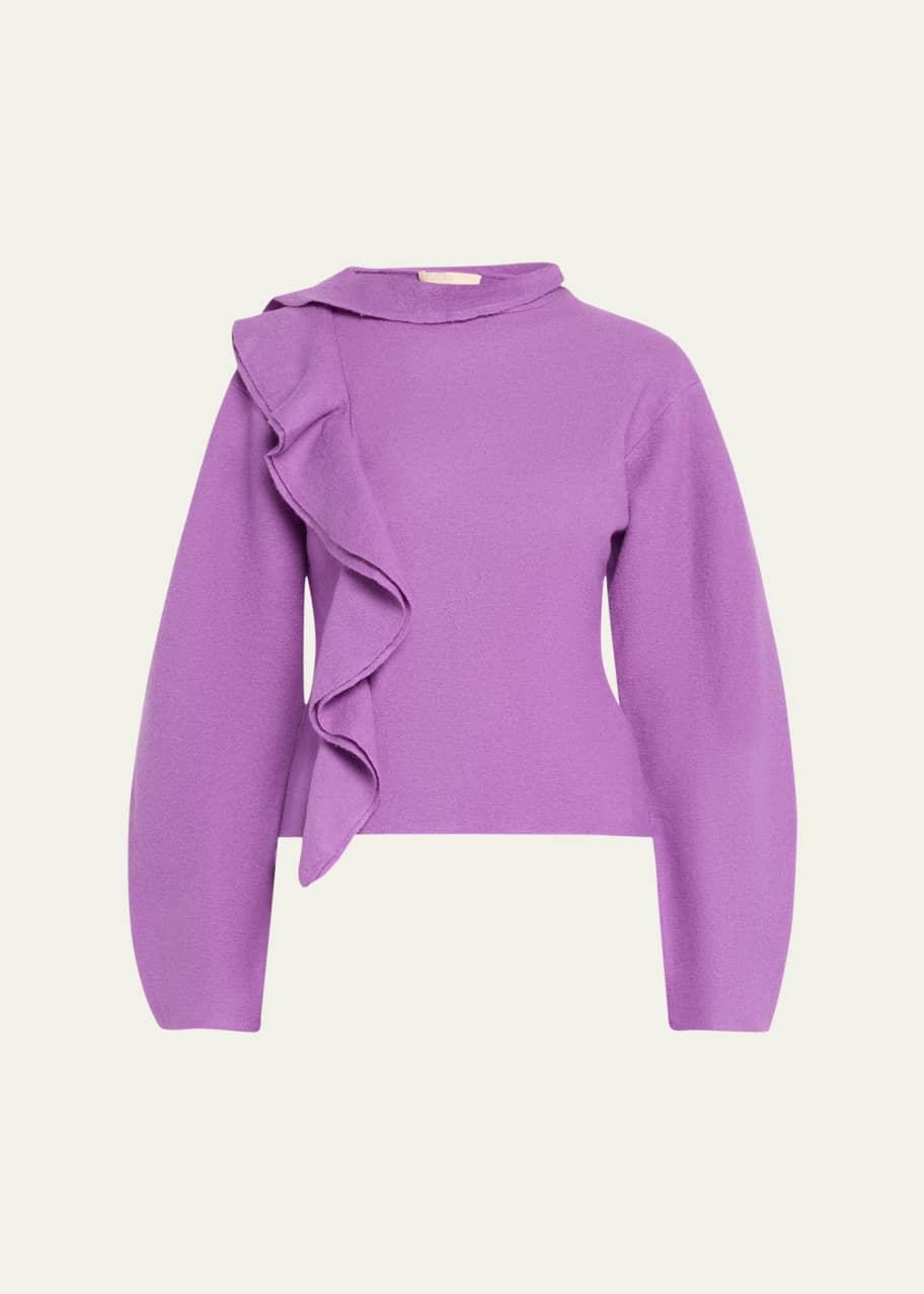 Ulla Johnson Corinna Ruffled Wool Pullover Sweater - Bergdorf Goodman