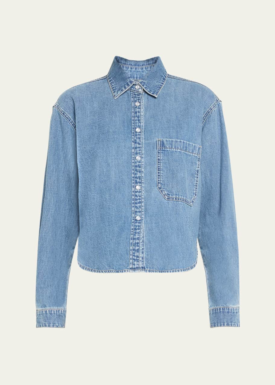 Veronica Beard Aderes Snap-Front Denim Top - Bergdorf Goodman