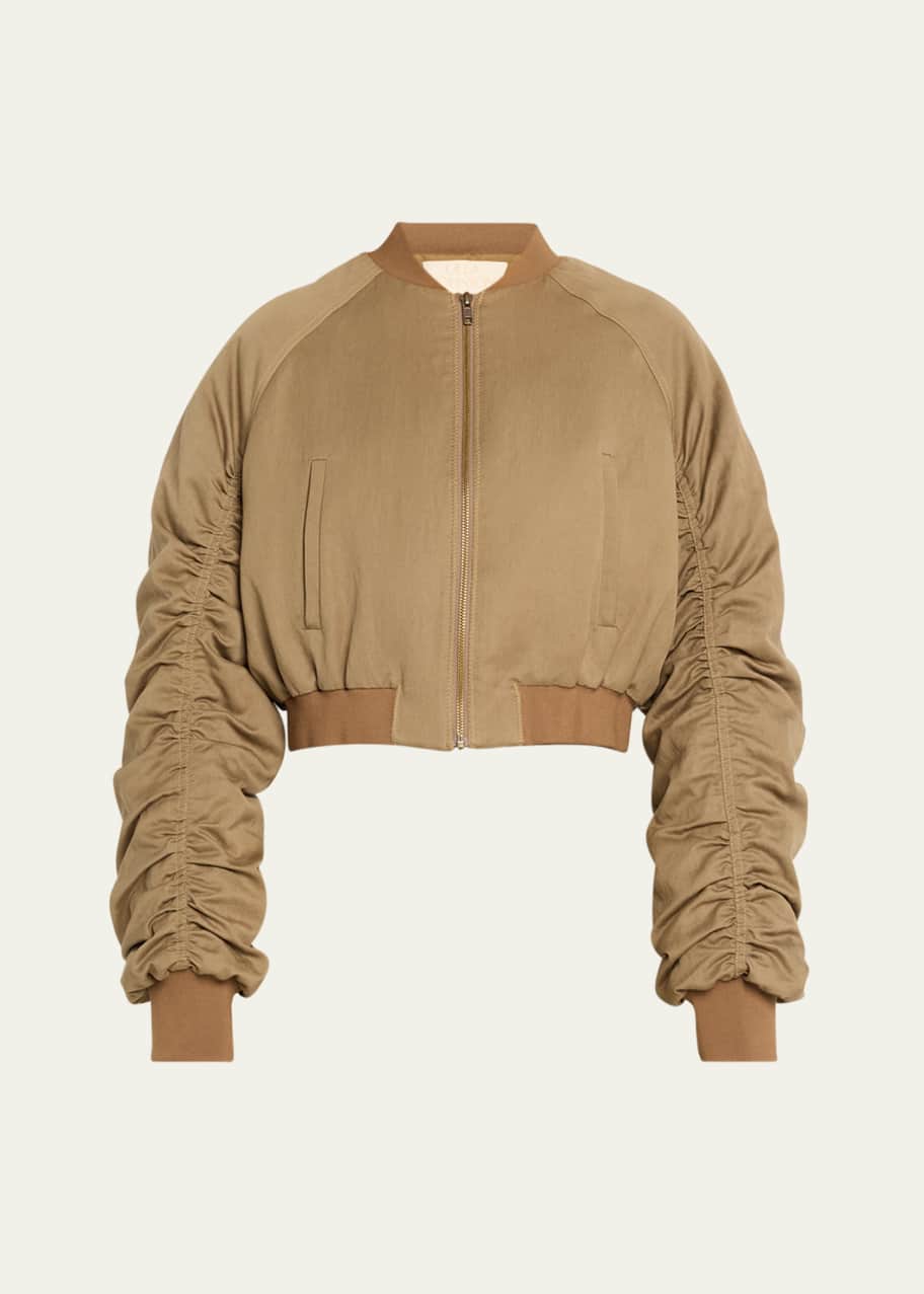 Ulla Johnson Talina Ruched-Sleeve Bomber Jacket - Bergdorf Goodman