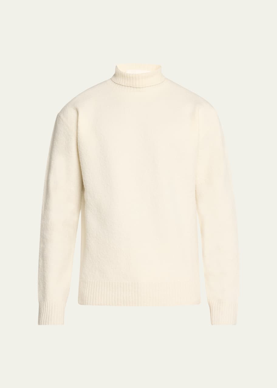 Jil Sander Men's Mock-Neck Boiled Wool Sweater - Bergdorf Goodman