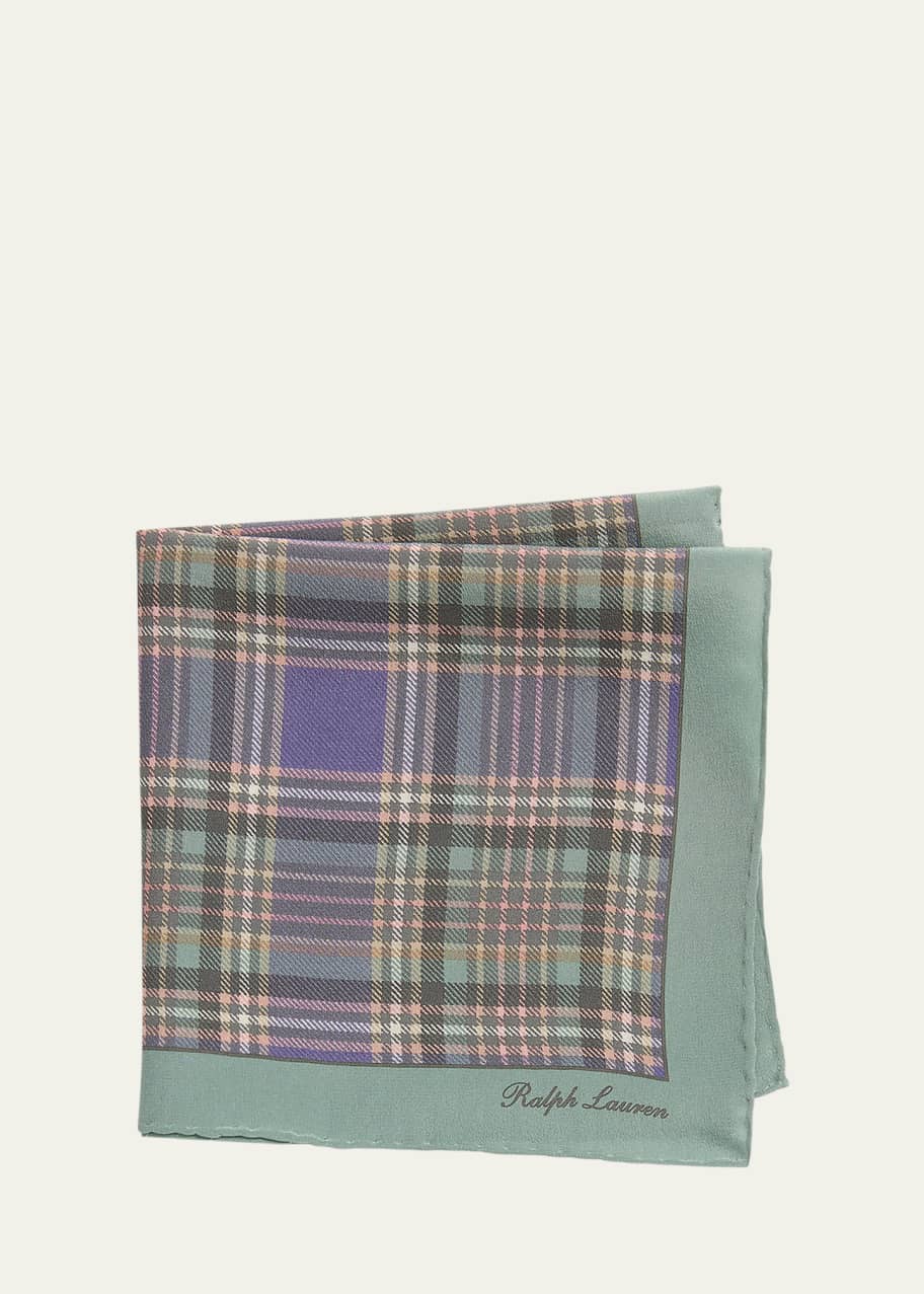 Ralph Lauren Purple Label Men's Plaid-Print Silk Crepe Pocket Square ...