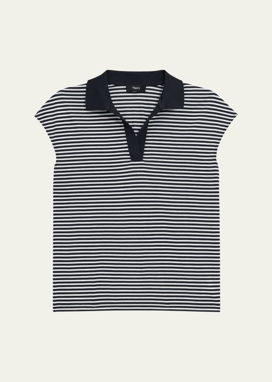 Theory Striped Cotton Polo Top - Bergdorf Goodman