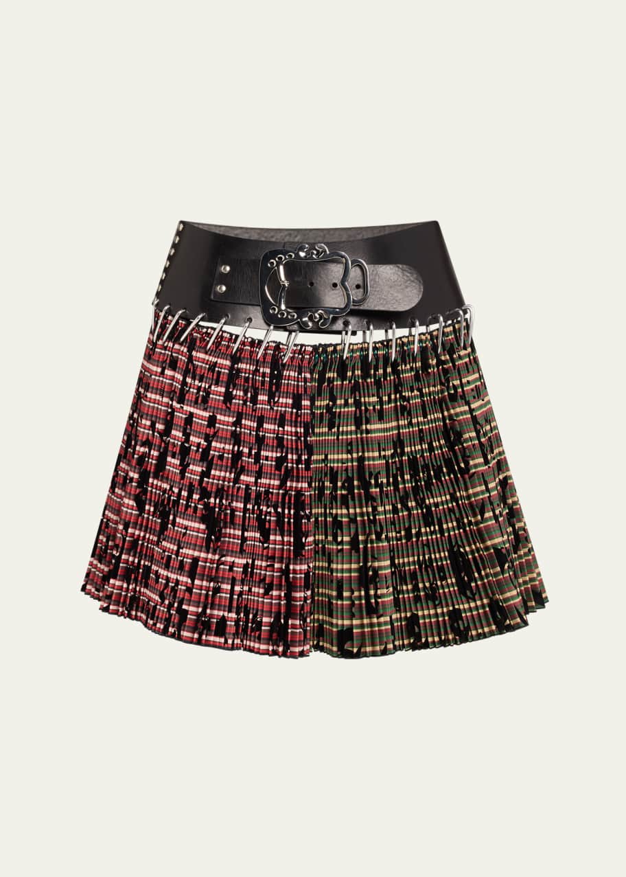 Chopova Lowena Roberta Carabiner Belted Check Mini Skirt - Bergdorf Goodman