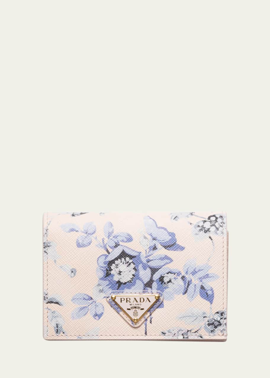 Prada Floral Flap Leather Compact Wallet - Bergdorf Goodman