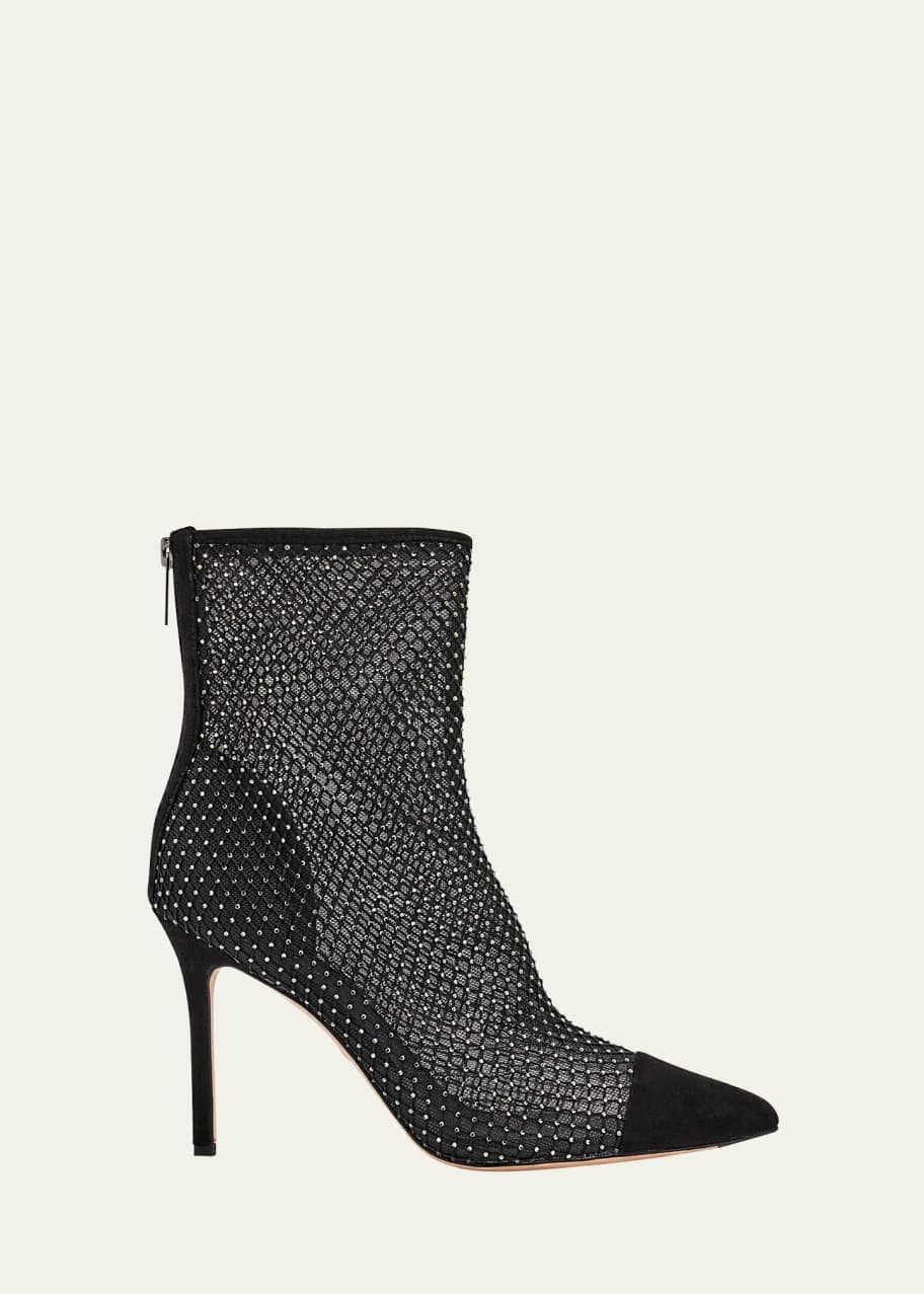 Veronica Beard Lisa Strass Net Mesh Stiletto Booties - Bergdorf Goodman