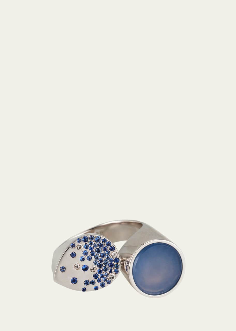 TABAYER Oera Fairmined 18K White Gold Chalcedony and Sapphire Double ...