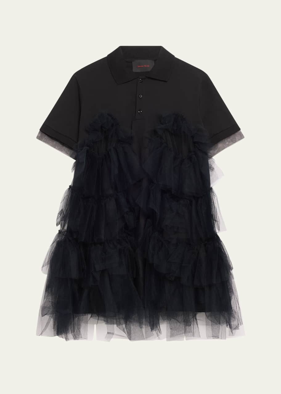 Simone Rocha Men's Tulle Ruffle Polo Shirt - Bergdorf Goodman