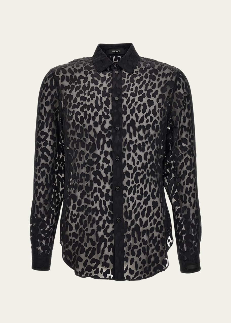 Versace Men's Devore Leopard Button-Down Shirt - Bergdorf Goodman