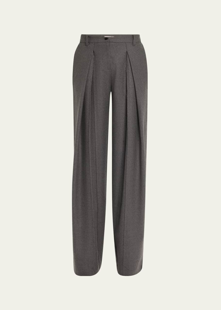 Zomer Box Pleat Raw Edge Wool Trousers - Bergdorf Goodman