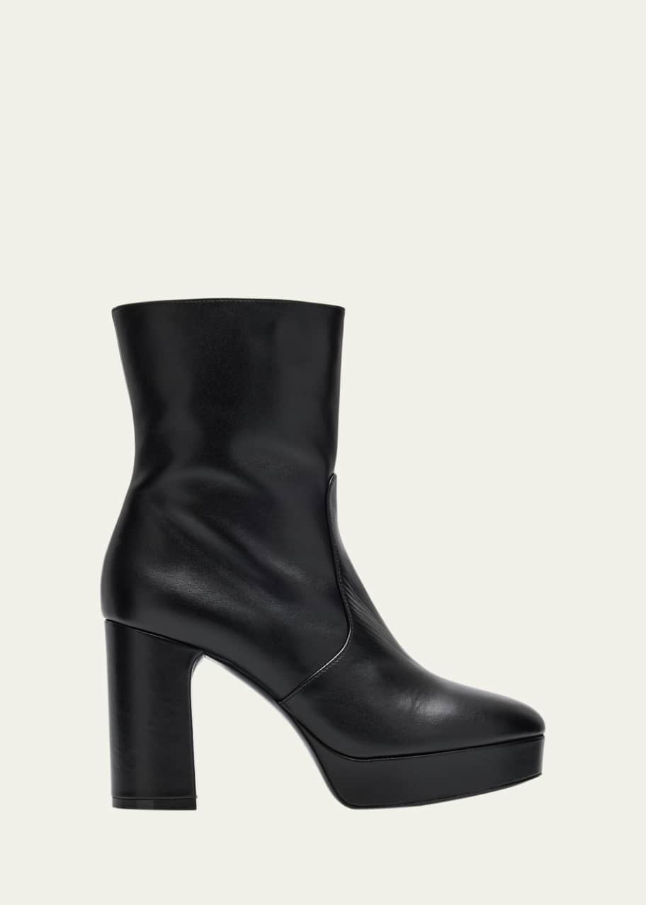 Stuart Weitzman Dayna Leather Platform Booties - Bergdorf Goodman