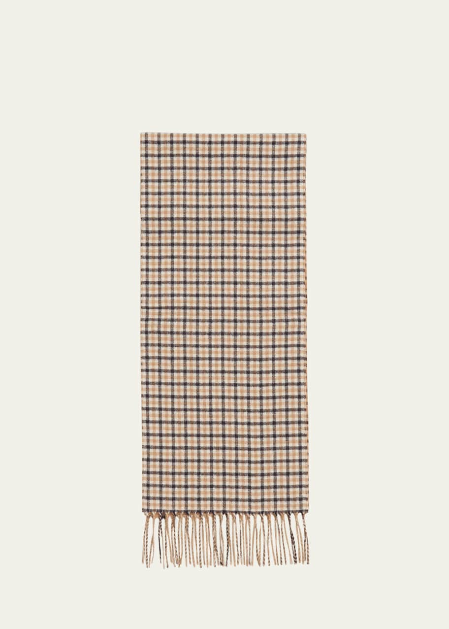 PIACENZA 1733 Men's Silk Cashmere Check Windowpane Scarf - Bergdorf Goodman