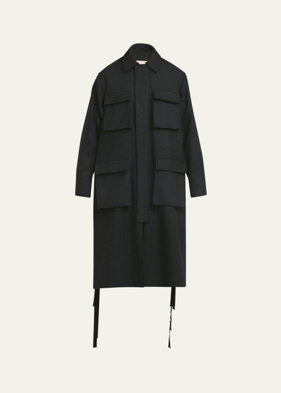 Plan C Long Slit Patch Pocket Wool Coat - Bergdorf Goodman