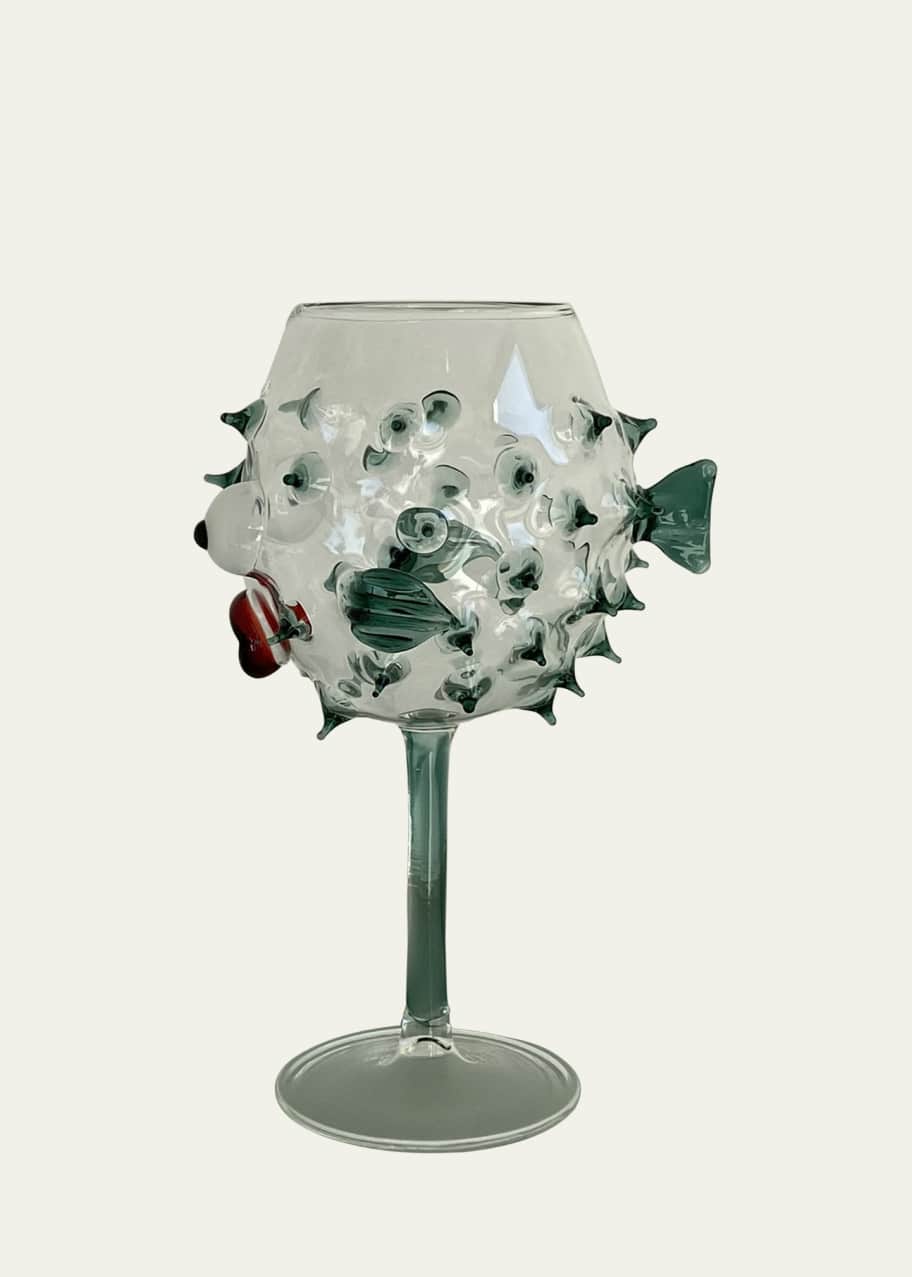 Massimo Lunardon Pufferfish Wine Goblet, Teal - Bergdorf Goodman