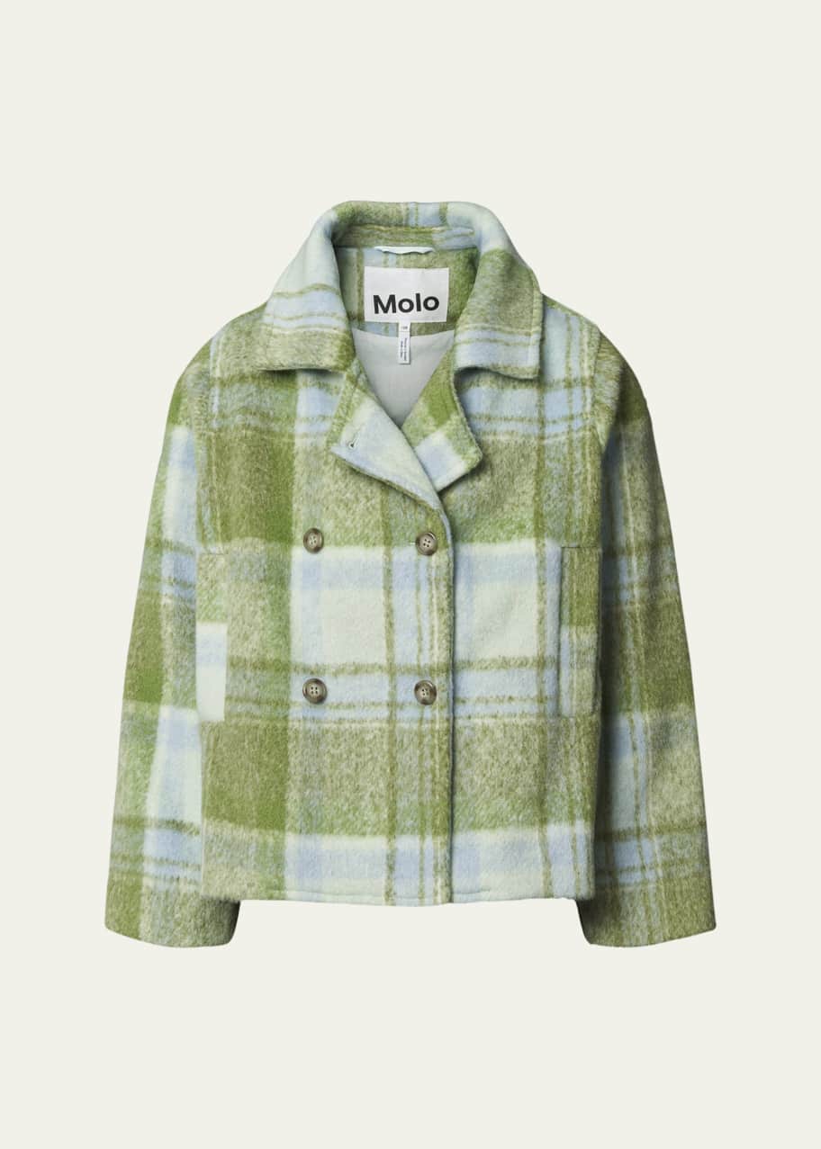 Molo Girl's Helle Plaid-Print Double Breasted Front Jacket, Size 3-7 ...