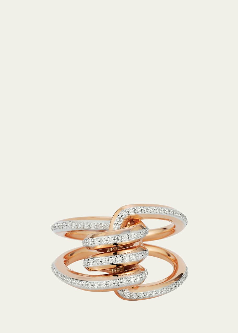 Walters Faith Huxley 18K Rose Gold and Diamond Single Coil Link Ring ...