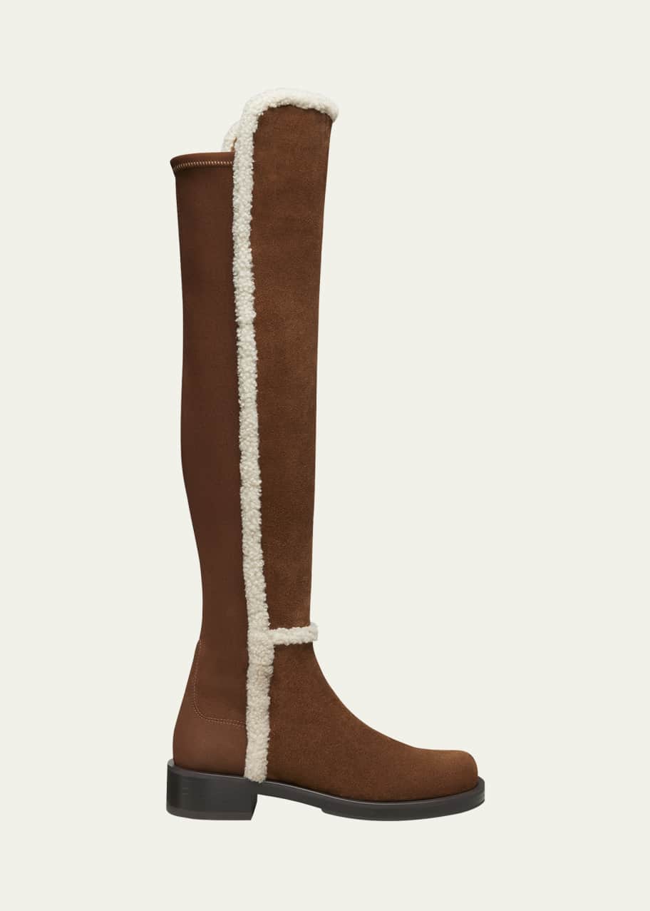 Stuart Weitzman 5050 Bold Suede Shearling Knee Boots - Bergdorf Goodman