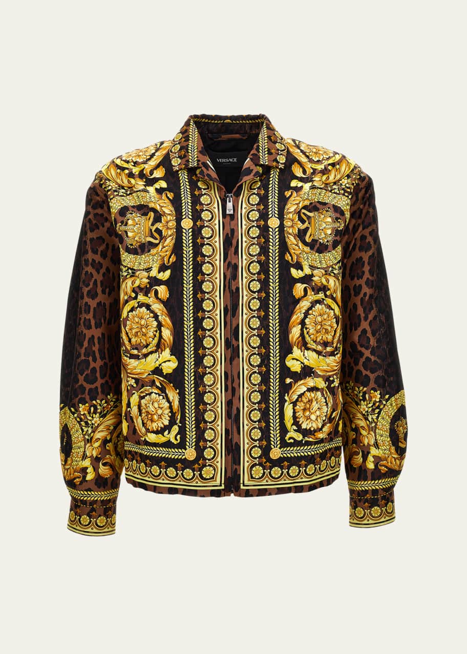 Versace Men's Leopard Barocco Gabardine Jacket - Bergdorf Goodman