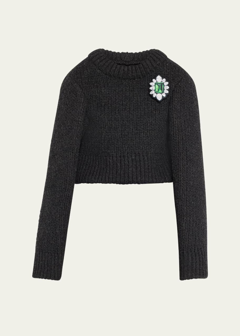 Marc Jacobs Runway Wool Cropped Sweater with Brooch - Bergdorf Goodman