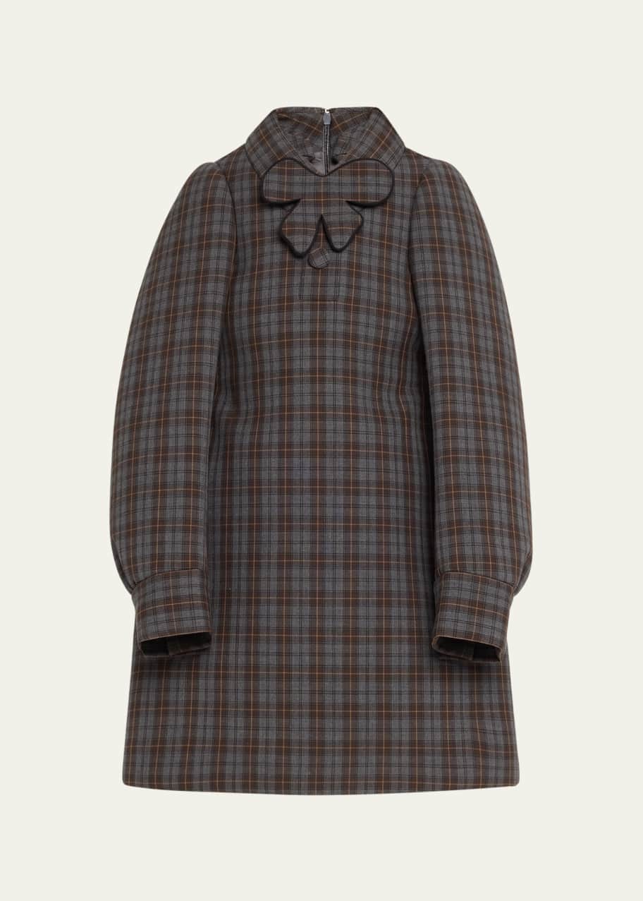 Marc Jacobs Runway Check Print Collared Bow Mini Dress - Bergdorf Goodman