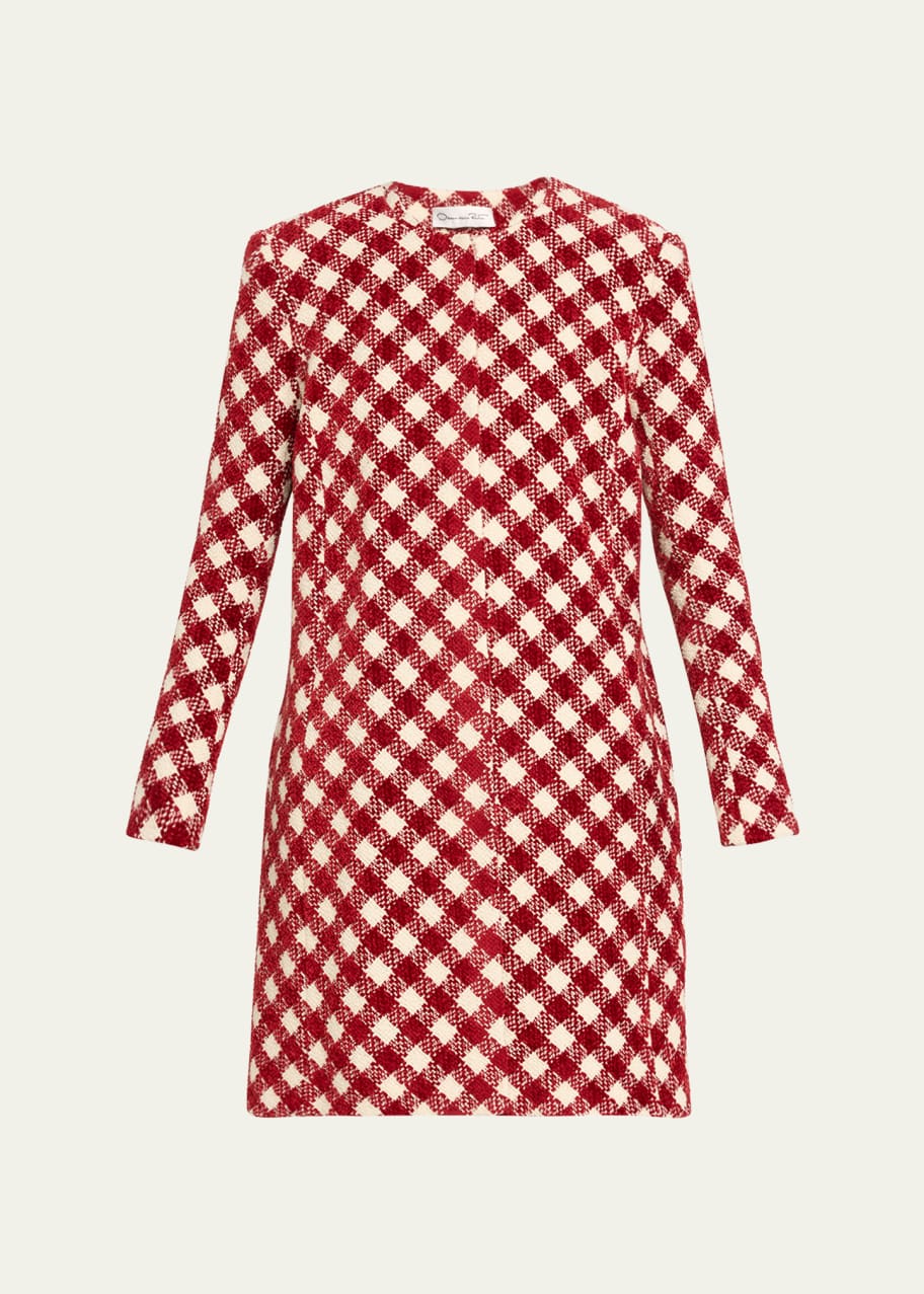 Oscar de la Renta Chenille Check Tweed Over Coat - Bergdorf Goodman