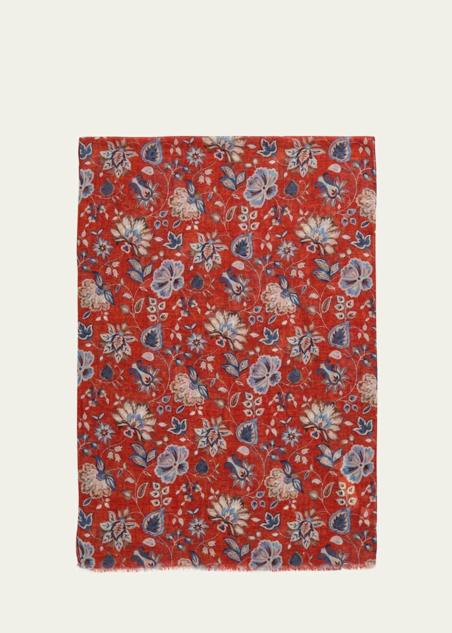 Rosi Collection Men's Cashmere Floral-Print Scarf - Bergdorf Goodman