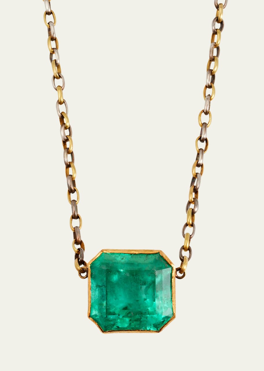 JUDY GEIB 18K Yellow Gold and Silver Earth Echo Necklace with Colombian ...