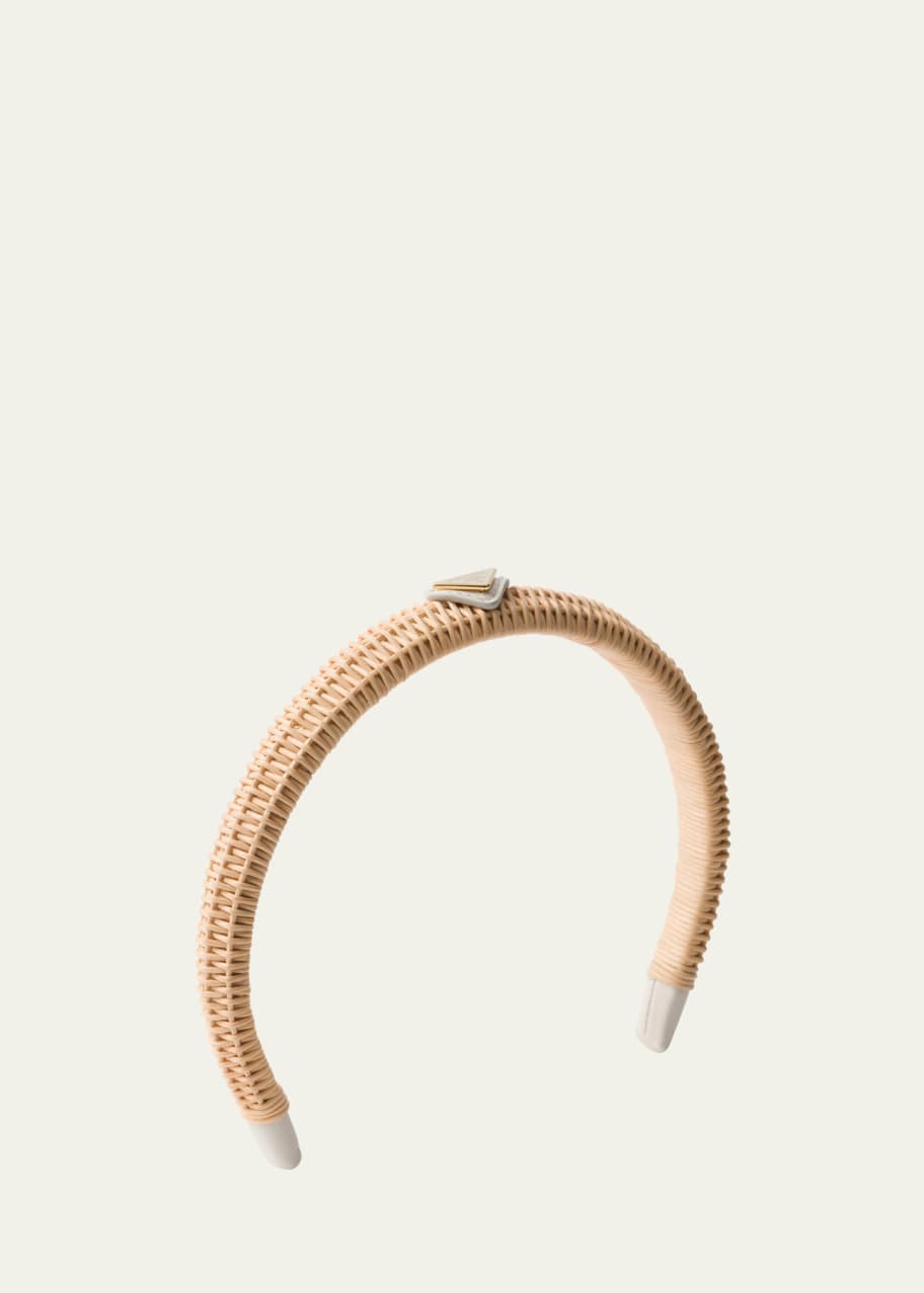 Prada Triangle Logo Wicker Headband - Bergdorf Goodman
